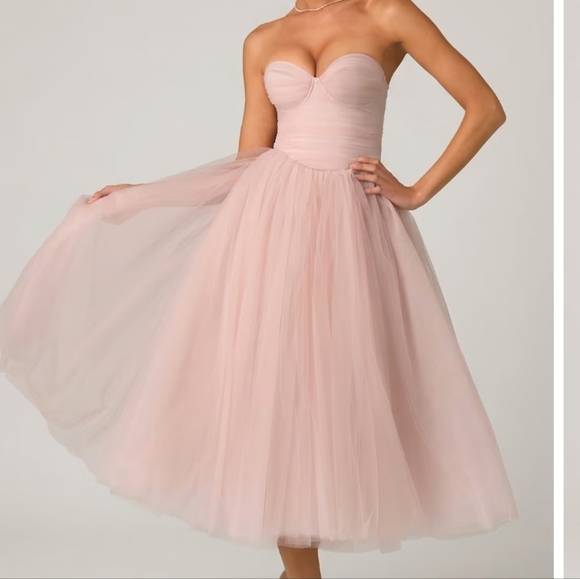 Oh Polly | Dresses | Oh Polly Tulle Corset Midaxi Dress In Dusty Rose ...